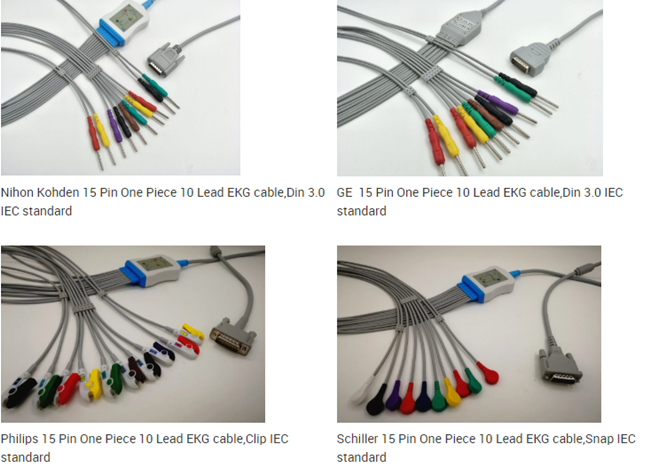 Patient Monitor EKG Cables Snap One Piece 2mm Dia Lead OEM / ODM Service