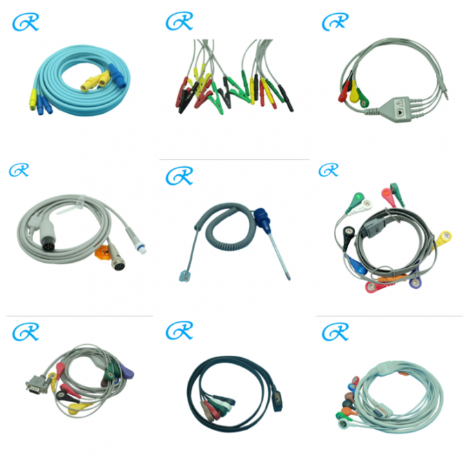 Black 4 Lead Schiller Holter Ecg Cable, Schiller Ekg Machine Parts For ...