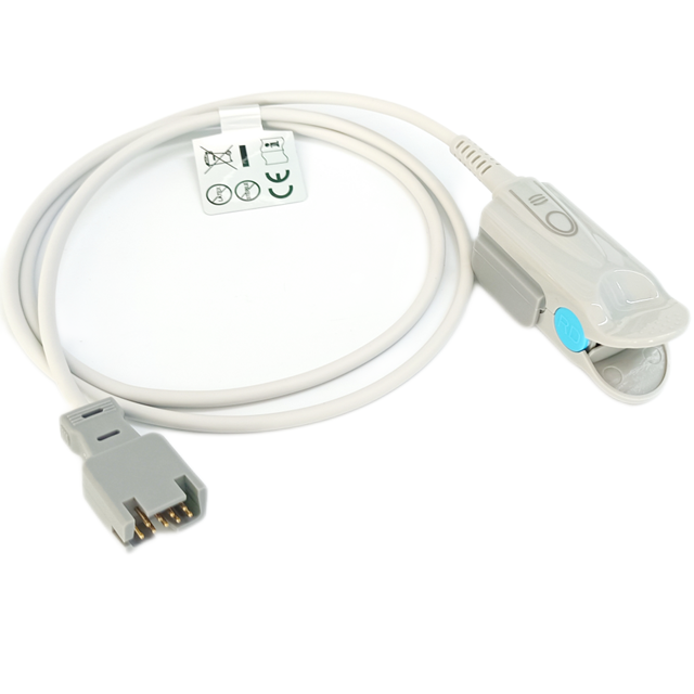 Medical Spo2 Sensor , Pediatric Clip Pulse Oximeter Oxygen Probe 1.1M Long